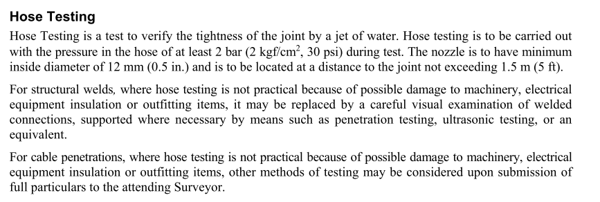 HULL TANK STRUCTURE/AIR/HOSE TEST – AMARINE