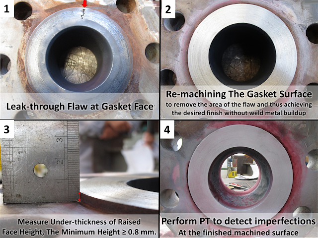 Guide to flange raised face repaired by machining. – AMARINE