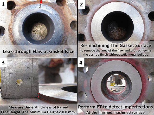 Guide to flange raised face repaired by machining. – AMARINE