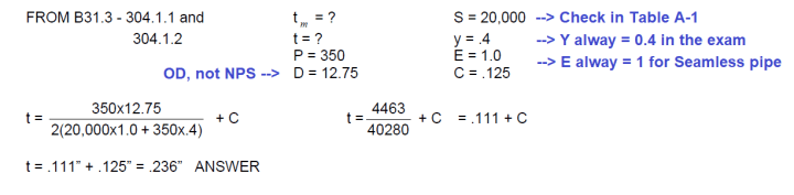 API 570 Quiz (ASME 31.3 – Design pipe thickness) – AMARINE